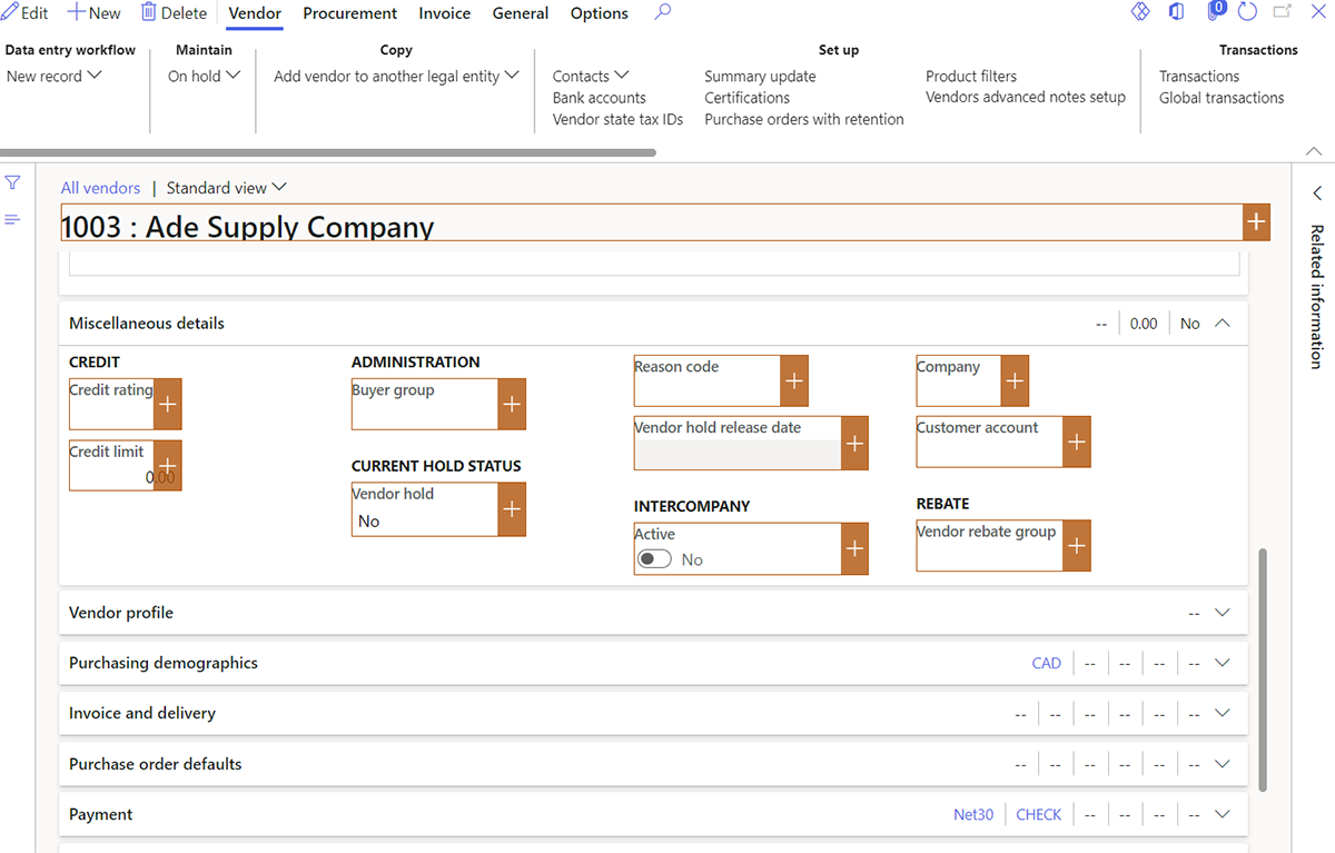 Master Data Management for Microsoft Dynamics Vendor Record Creation